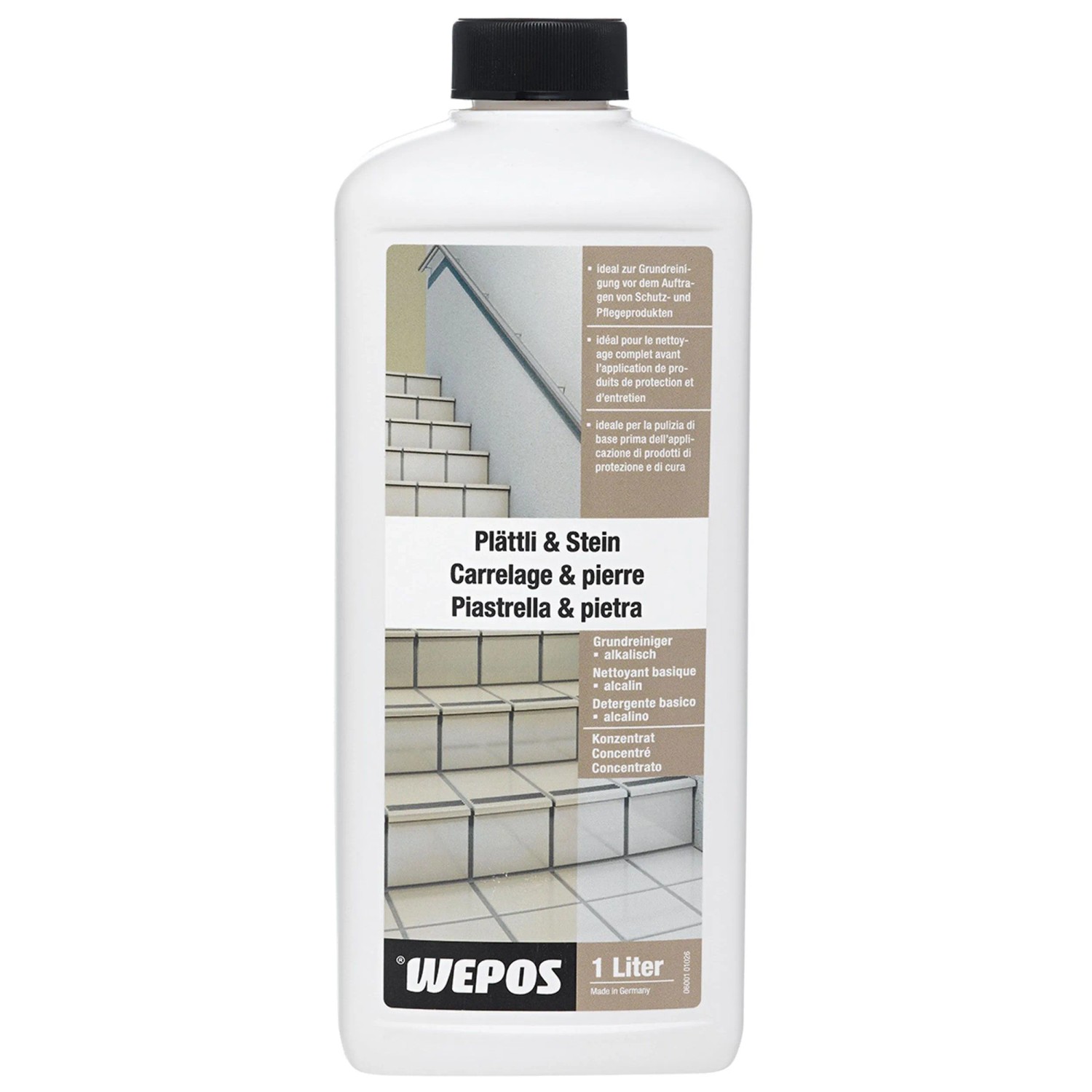 Wepos Detergente alcalino concentrato per piastrelle e pietra 1 l