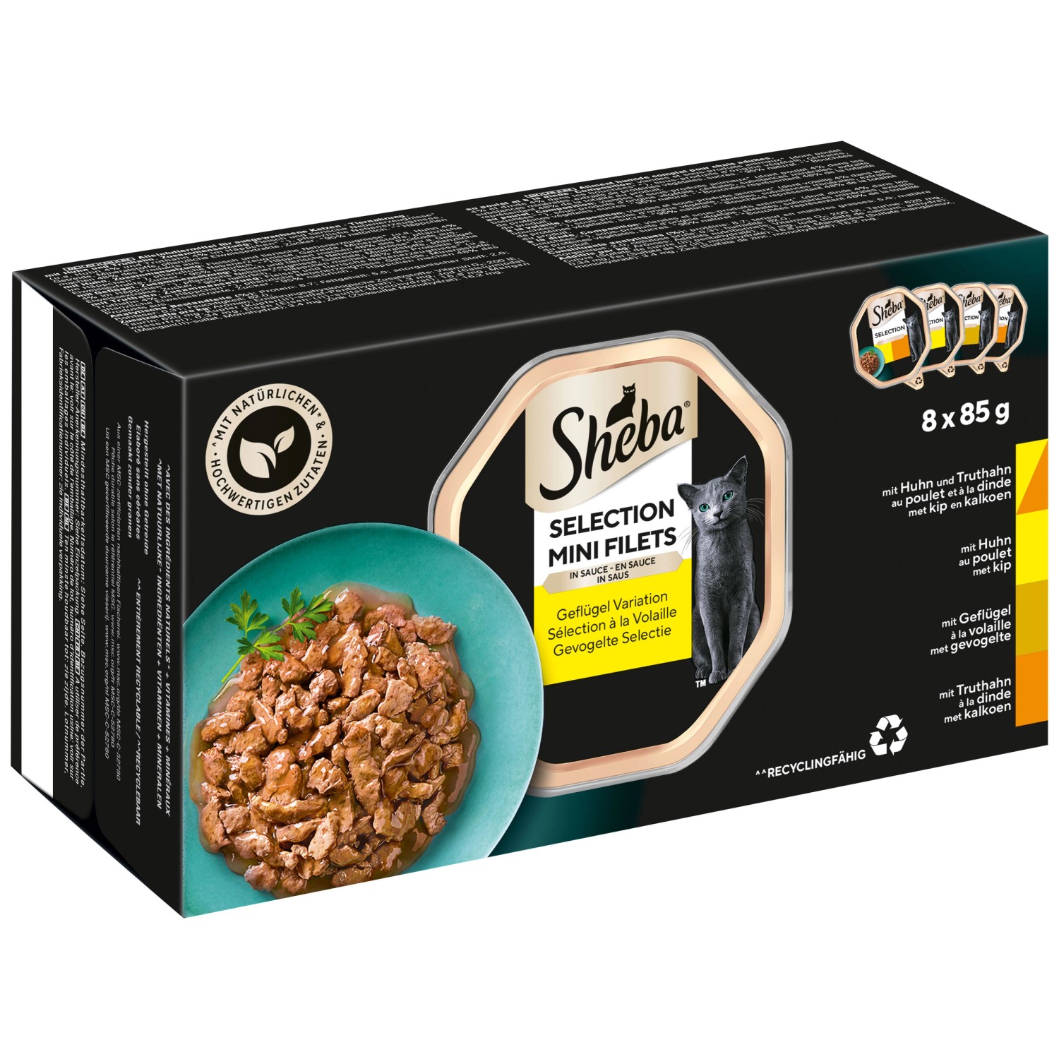 Sheba® Nourriture humide chats Sélection Mini Filets sauce Volaille 85 ...