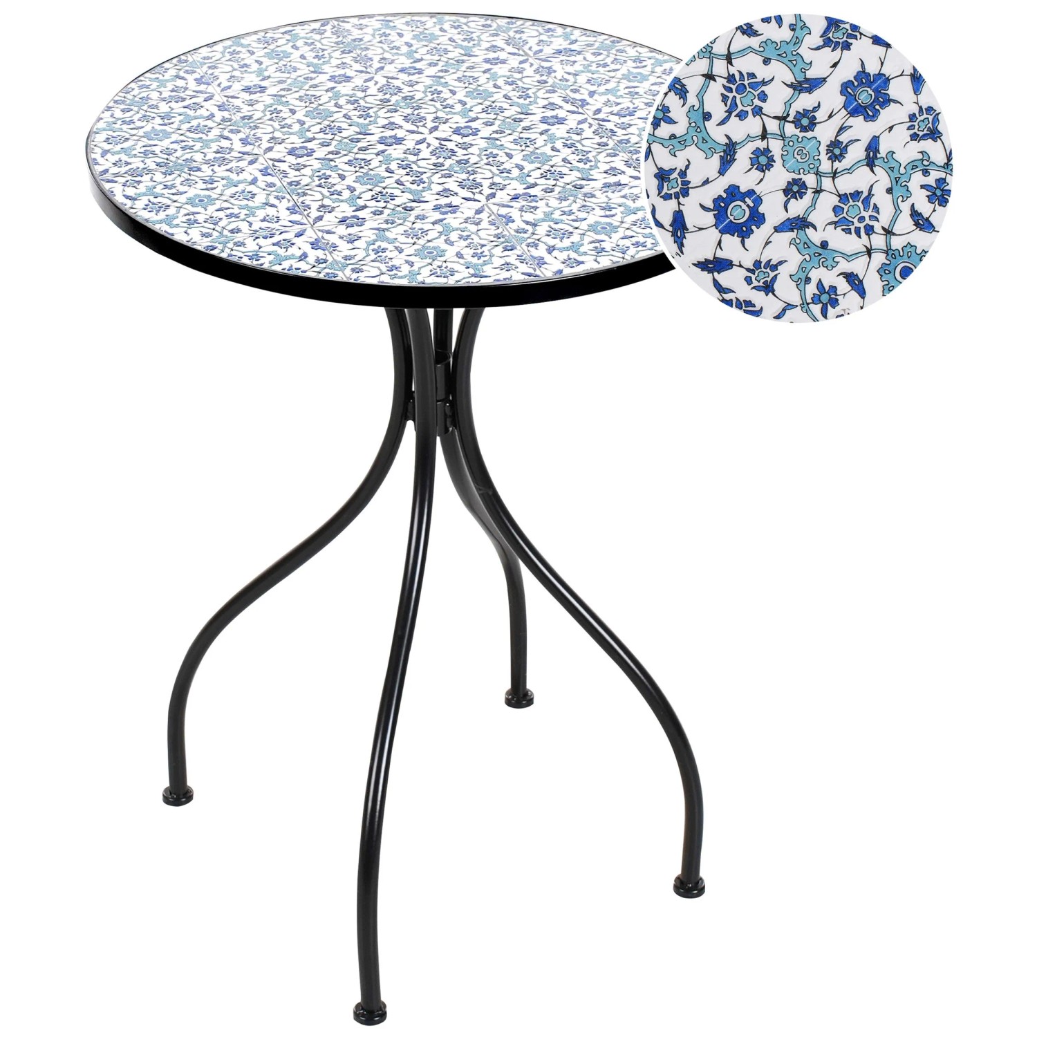 Beliani Table de bistrot d'extérieur Chapeco en fer noir Ø 60 x 75 cm