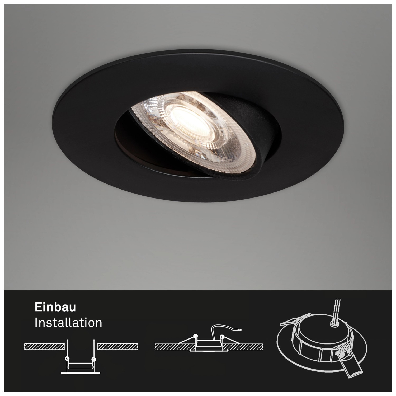 LED-Einbauleuchten dimmbar schwenkbar Schwarz 4,9 W / 480 lm / 3er-Set ...