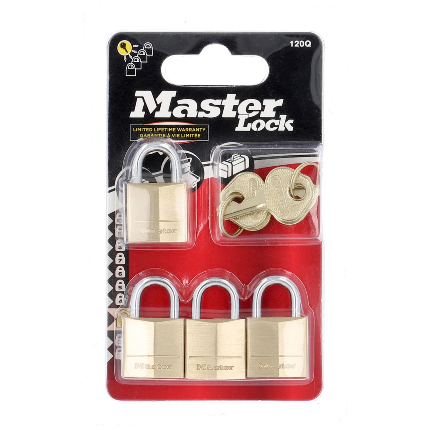Master Lock Vorhängeschloss Messing 20 mm / 4er-Set