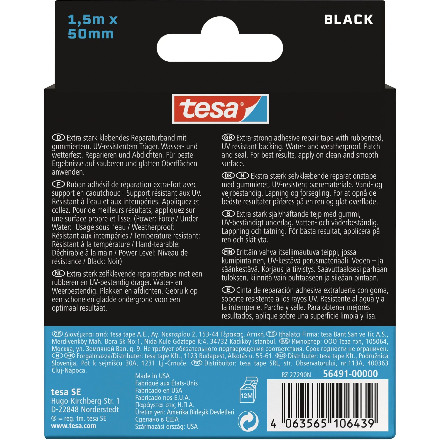 Tesa Reparaturband Ultra Power Under Water / Länge 1,5 m