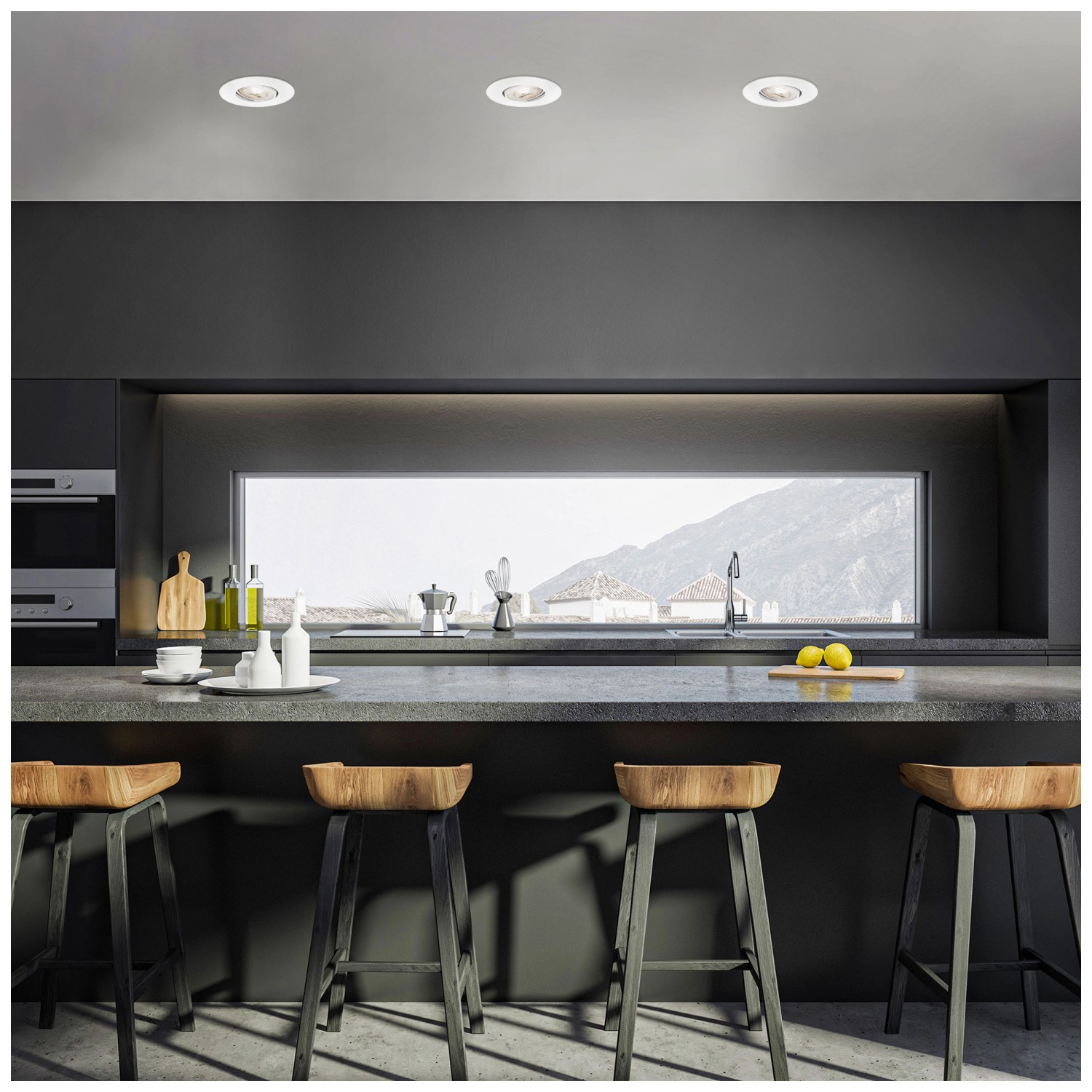 LED-Einbauleuchten dimmbar schwenkbar Weiss IP65 / 4,9 W / 480 lm / 3er ...