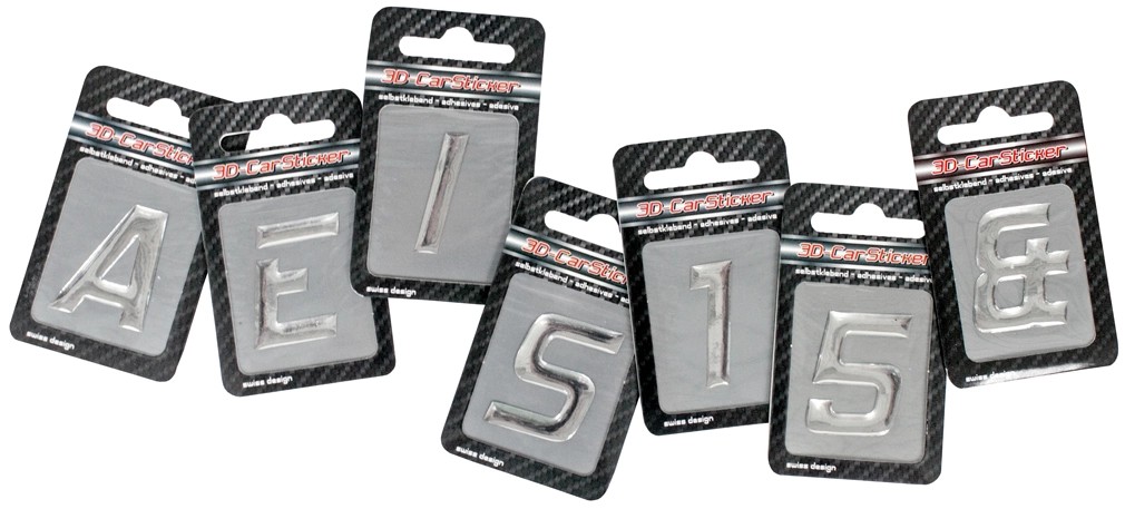 3D-Letters Sticker +/- Schwarz