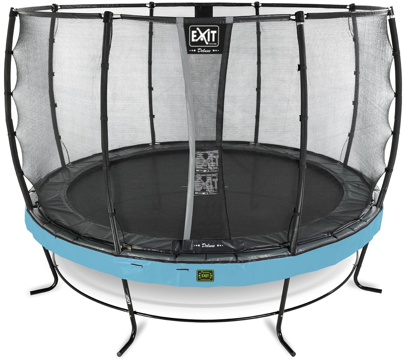 Exit Trampoline Elegant Premium avec filet de sécurité Deluxe Bleu Ø 366 cm