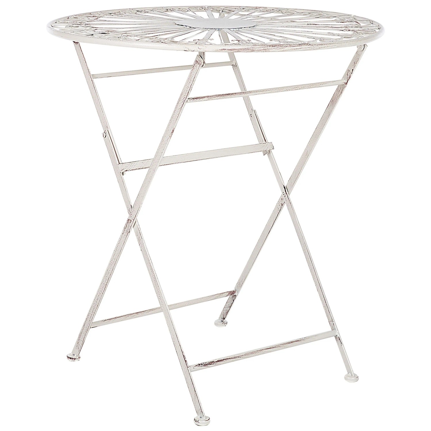 Beliani Table de bistrot d'extérieur Scafa en métal blanc Ø 70 x 77 cm