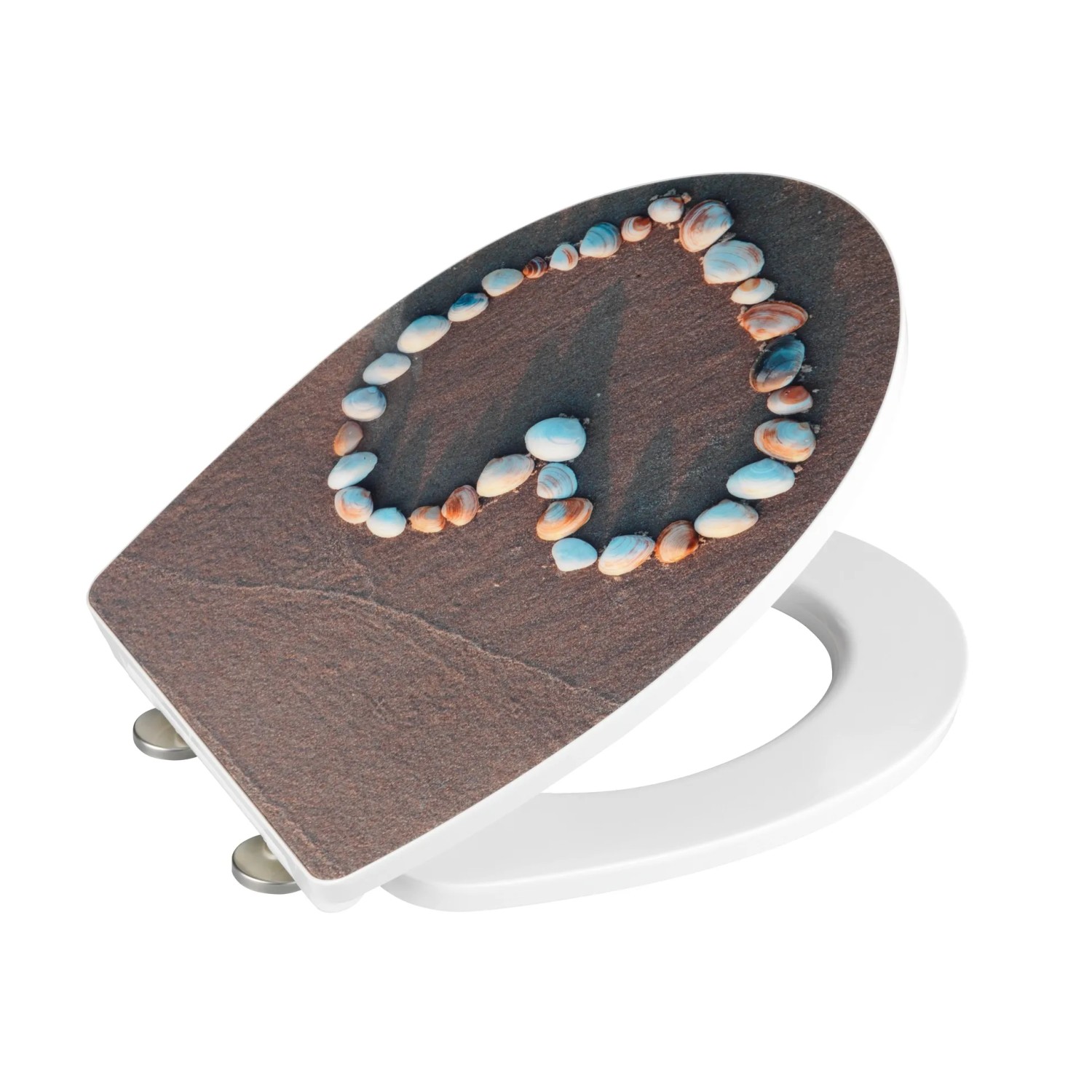 Wenko WC-Sitz Shell Heart mit Easy-Close Hochglanz Duroplast / Acryl