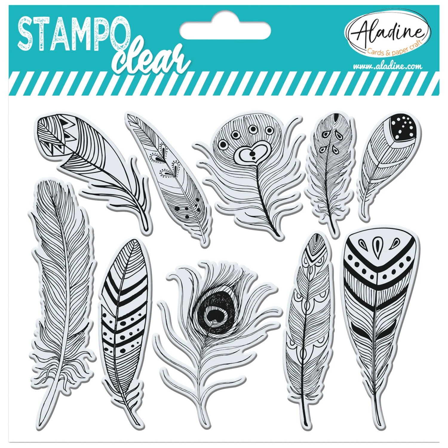 Aladine Stempelset Clear Stamp Federn 10 Stk.