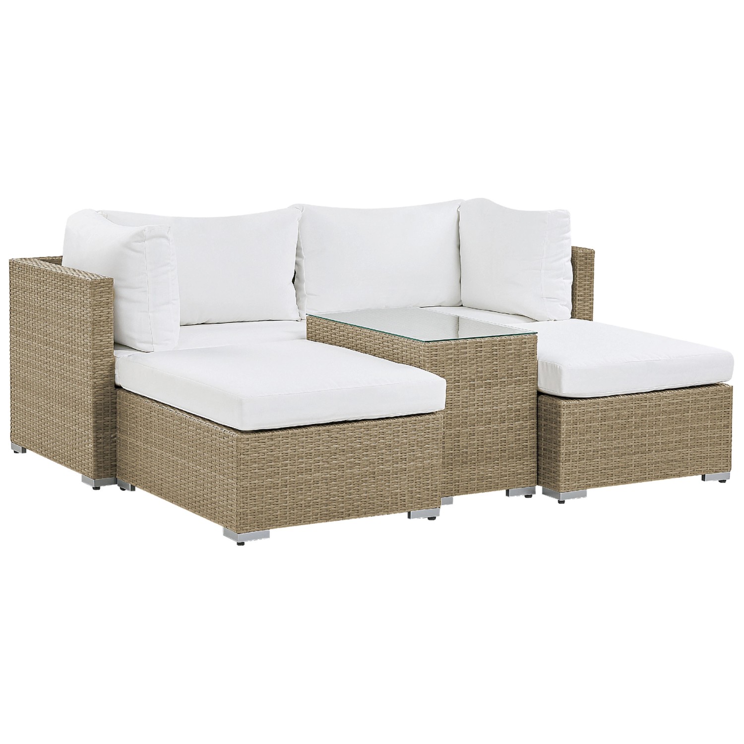 Beliani Lounge-Set Noto 2-Sitzer Modular Rattan Braun mit Auflagen in ...