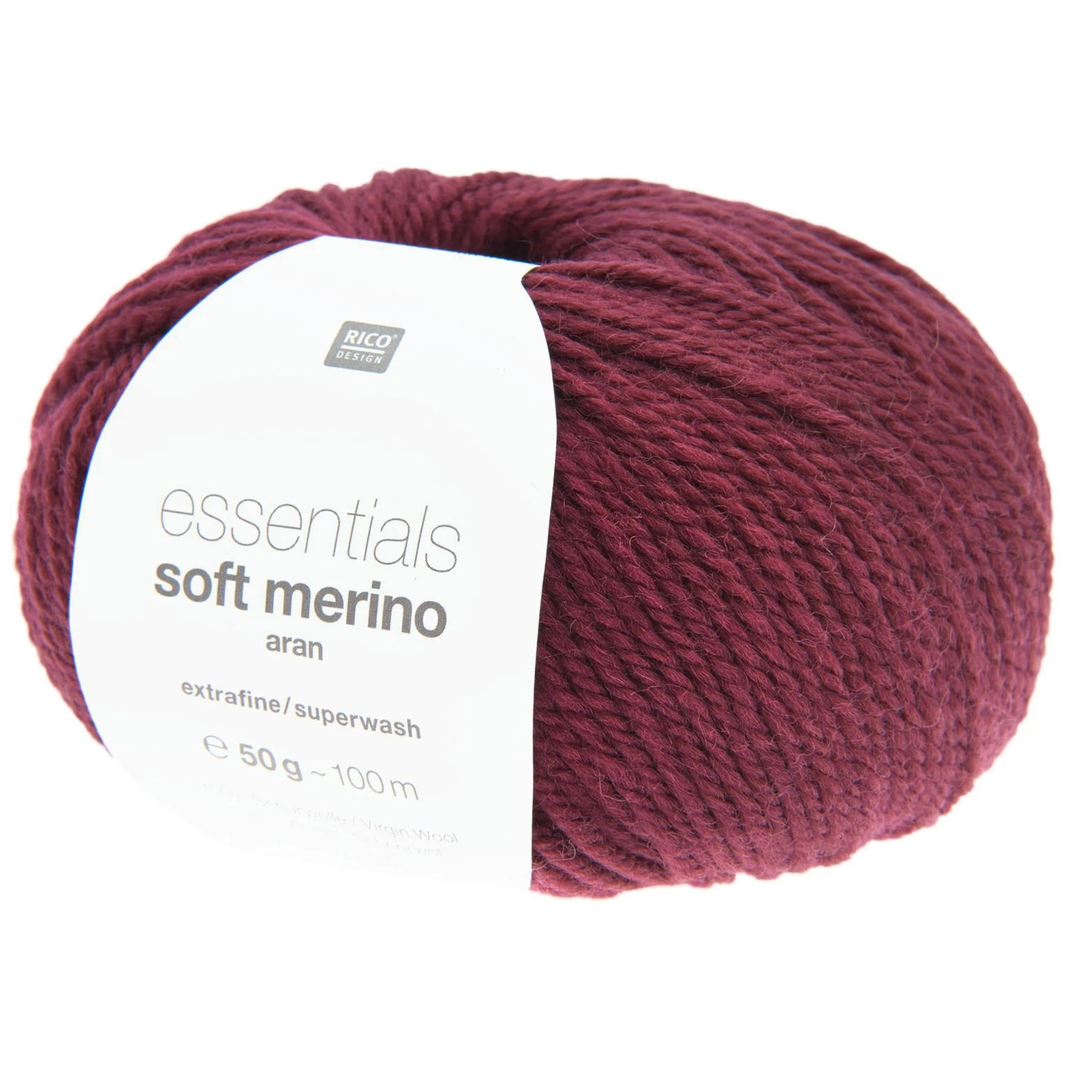Rico Design Wolle Essentials Soft Merino Aran Weinrot Stärke 5 mm / 50 g