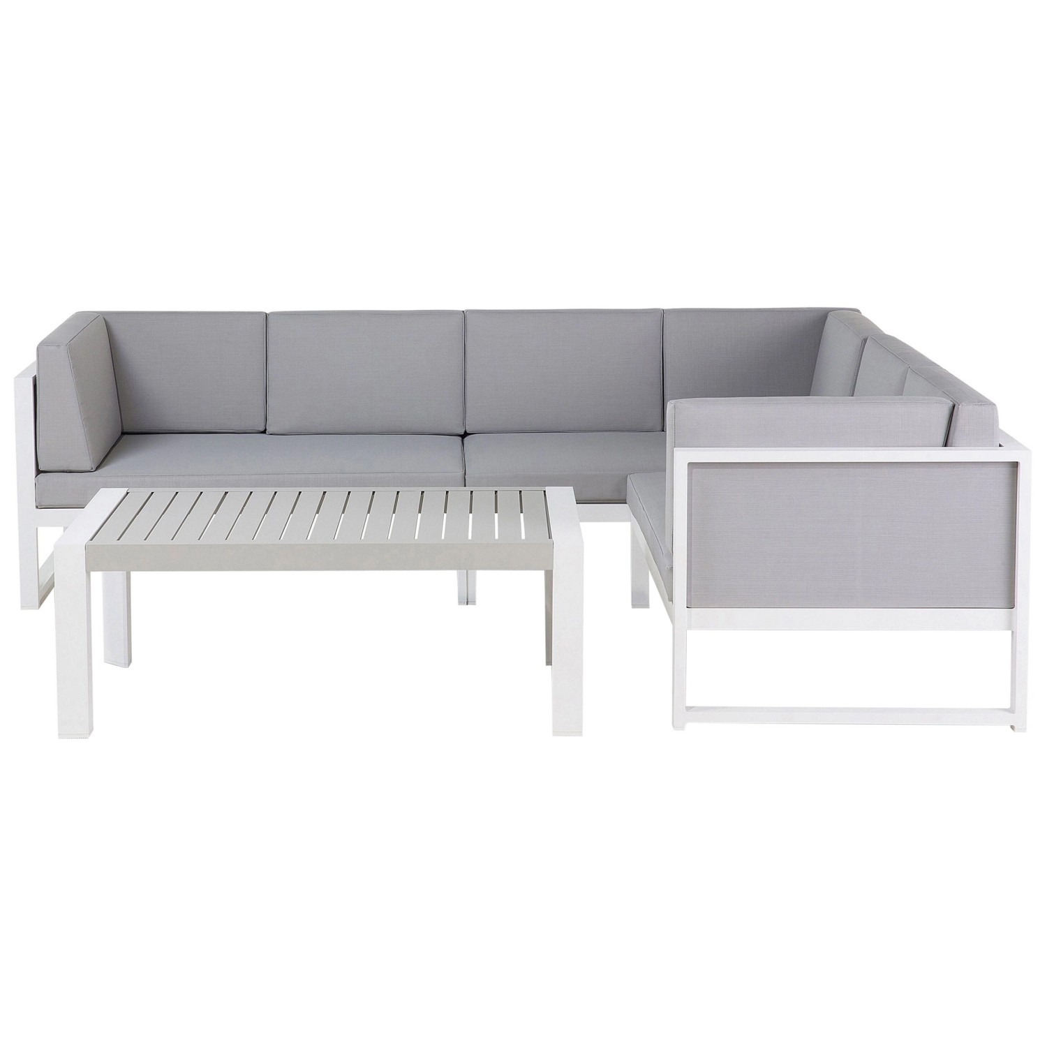 Beliani Lounge-Set Castella 6-Sitzer Linksseitig Aluminium Weiss kaufen ...