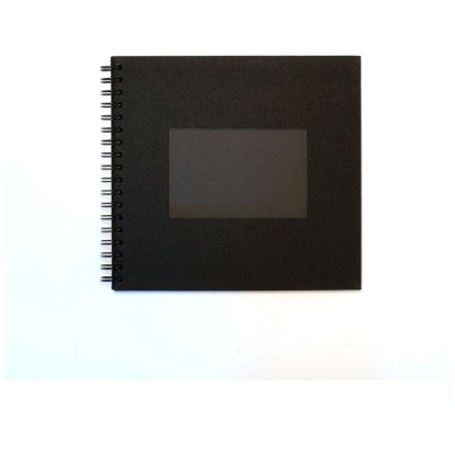 Spiralalbum Wiro Leinen Schwarz mit Fenster 24 x 24 cm