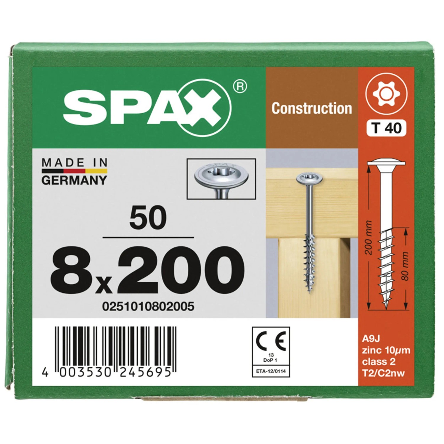 Spax Tellerkopfschraube TRX Wirox Hi.Force Teilgewinde 8 x 200 mm / 50 ...