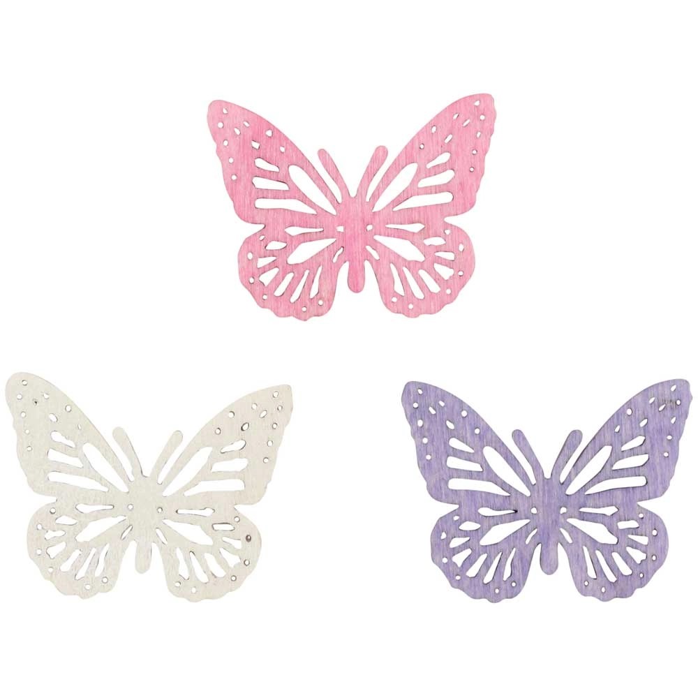 Streuteile Schmetterlinge Holz Lila / Rosa / Weiss / 3 cm / 12 Stk. kaufen bei OBI