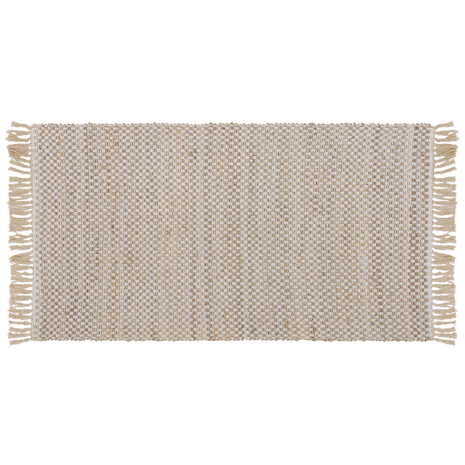 Teppich Zerdali kariertes Muster Kurzflor zweiseitig Beige 80 x 150 cm
