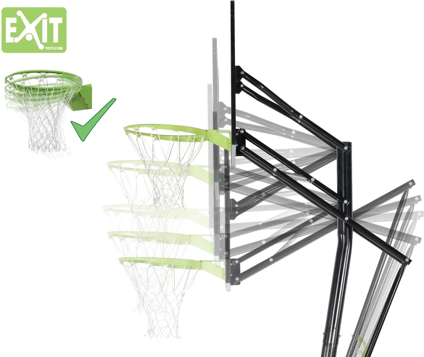 Exit Basketballkorb Galaxy mit Dunkring Bodenmontage Grün-Schwarz