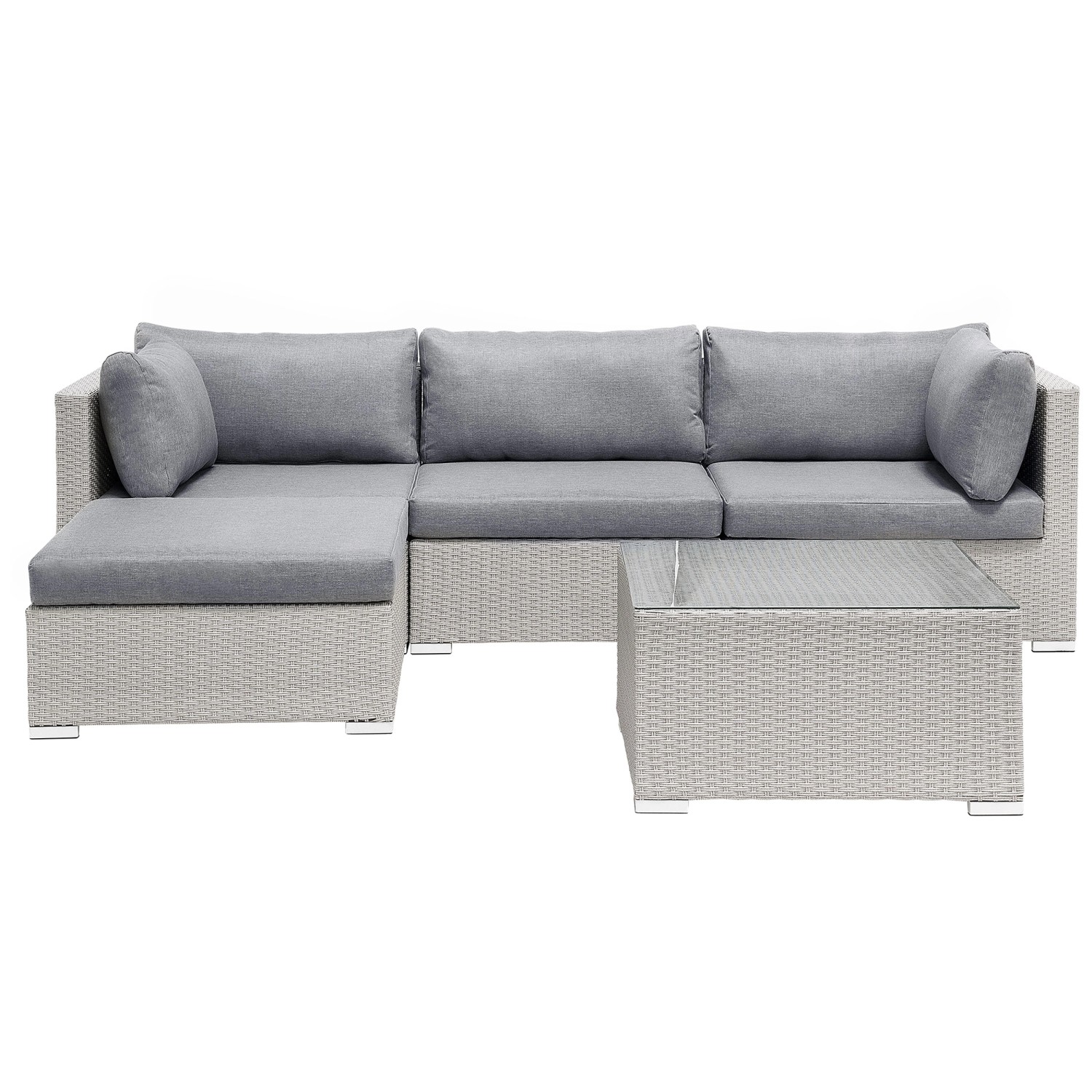 Beliani Lounge-Set Sano II 4-Sitzer Modular Rattan Hellgrau kaufen bei OBI