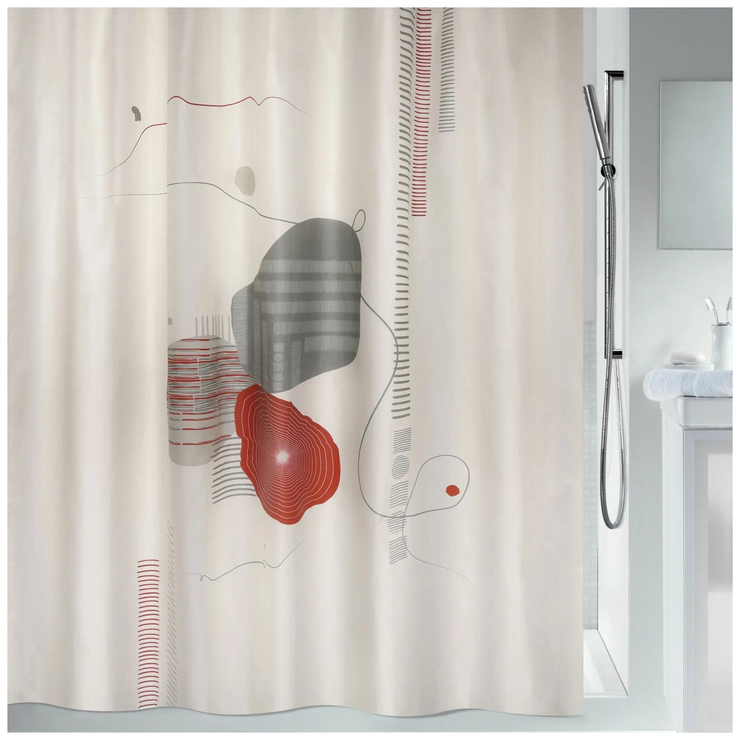 Spirella Textilduschvorhang Teiva Terracotta Ecru 180 x 200 cm