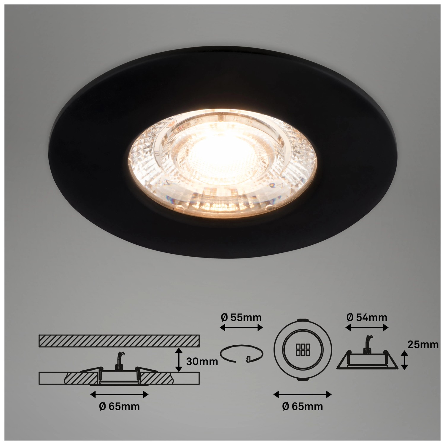 LED-Einbauleuchten dimmbar schwenkbar Schwarz-Matt IP44 / 3,6 W / 3er ...