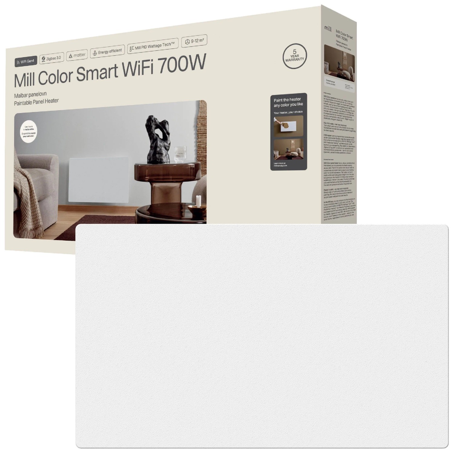 Mill Heizpaneel Color Smart WiFi Weiss 700 W