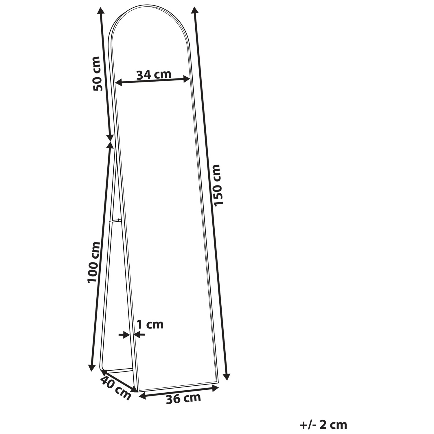 Beliani Standspiegel Bagnolet Metall Gold (HxBxT) 150 x 36 x 40 cm ...