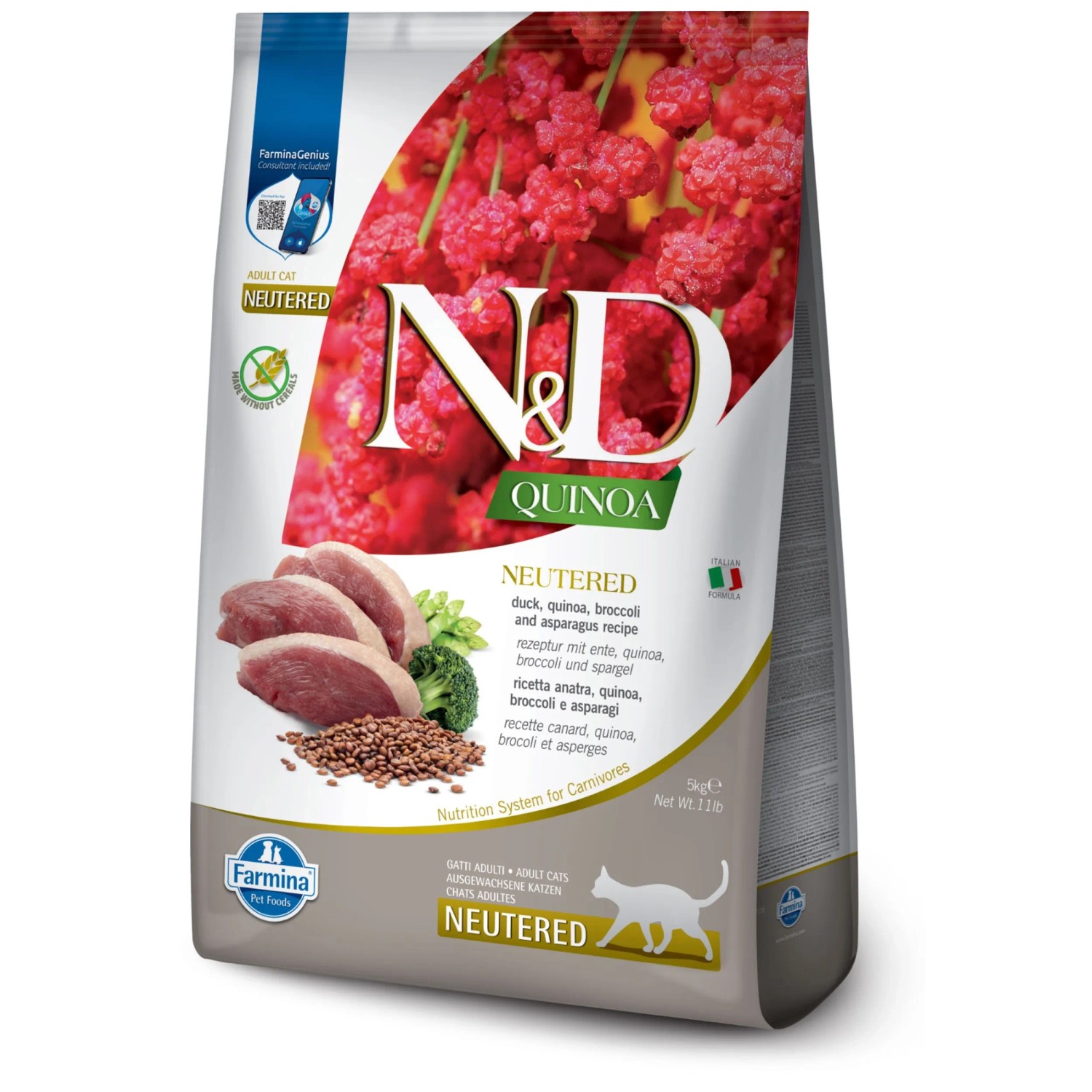 N&D Alimentation sèche pour chats Quinoa Canard Neutered 5 kg