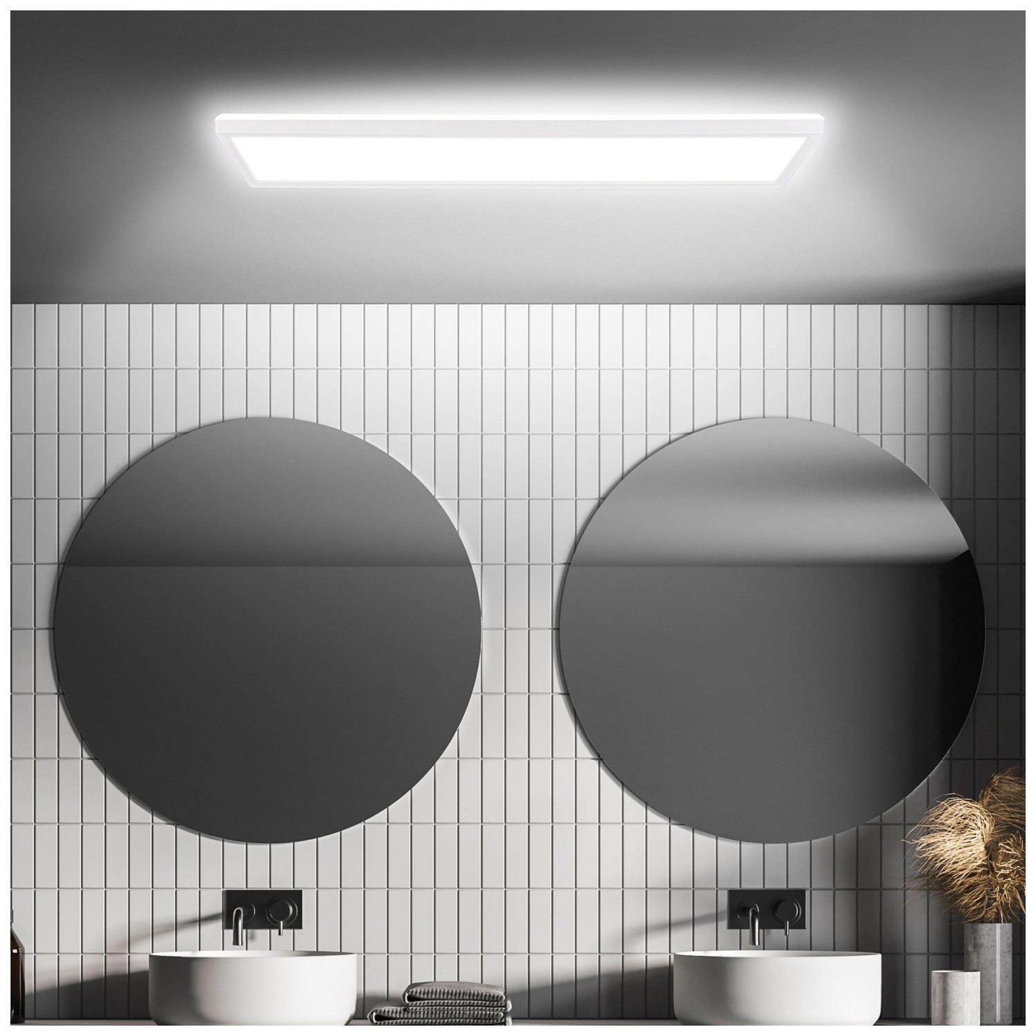 LED-Badleuchte mit Bewegungssensor IP44 Weiss 58 x 20 cm / 22 W / 3'000 ...