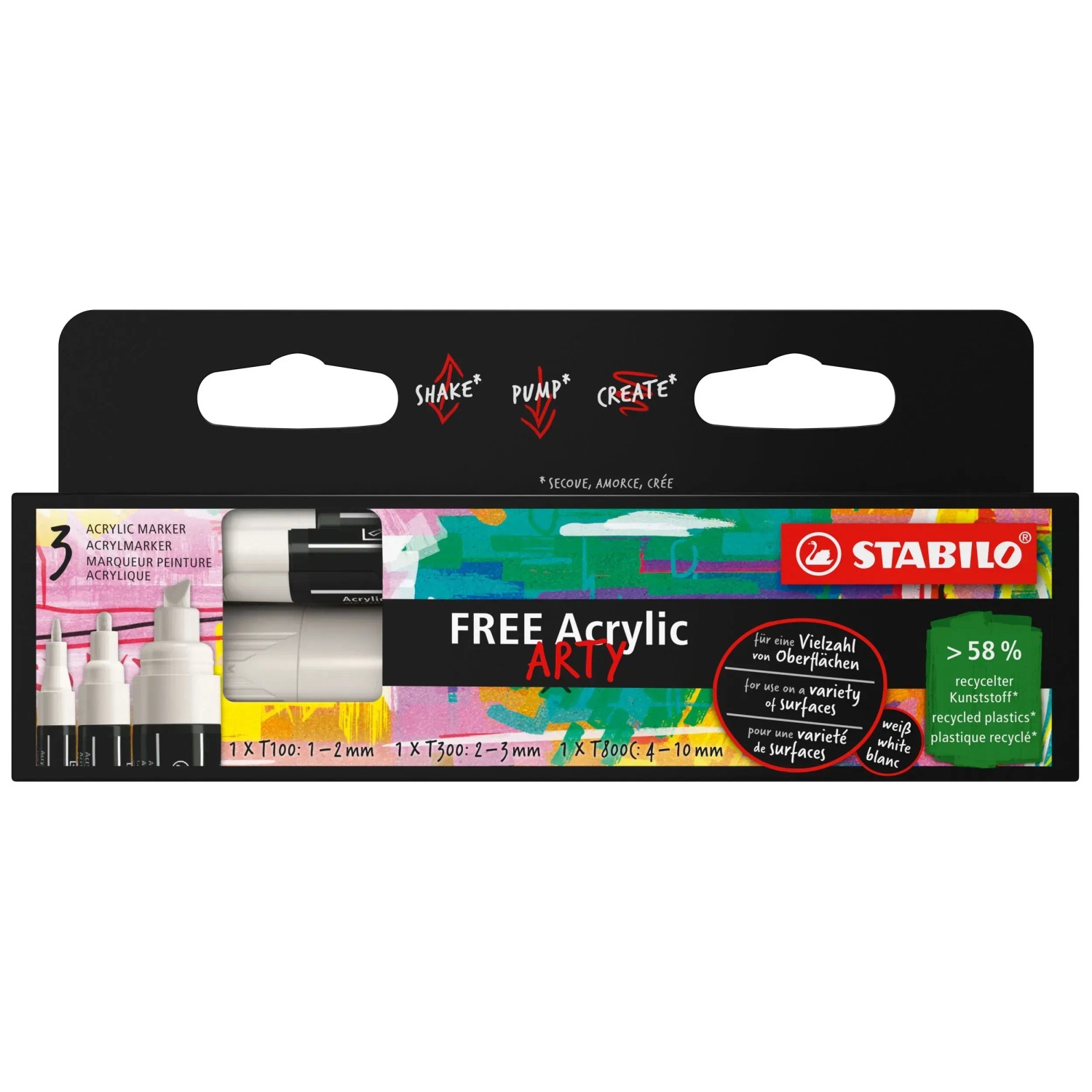 Stabilo Acrylmarker-Set Free Acrylic Weiss 3 Stk.