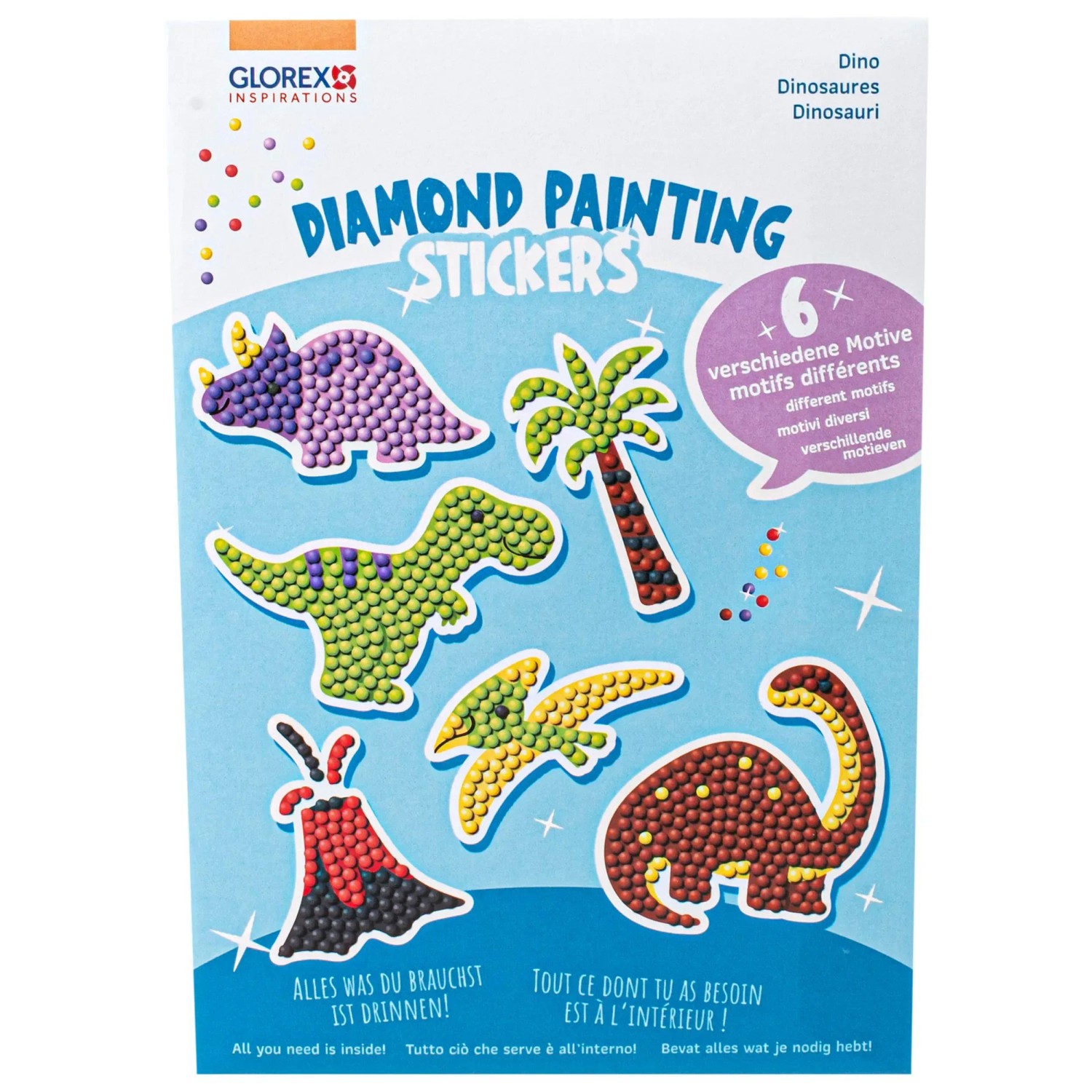 Glorex Bastelset Diamond Painting Stickers Dino 6 Stk.