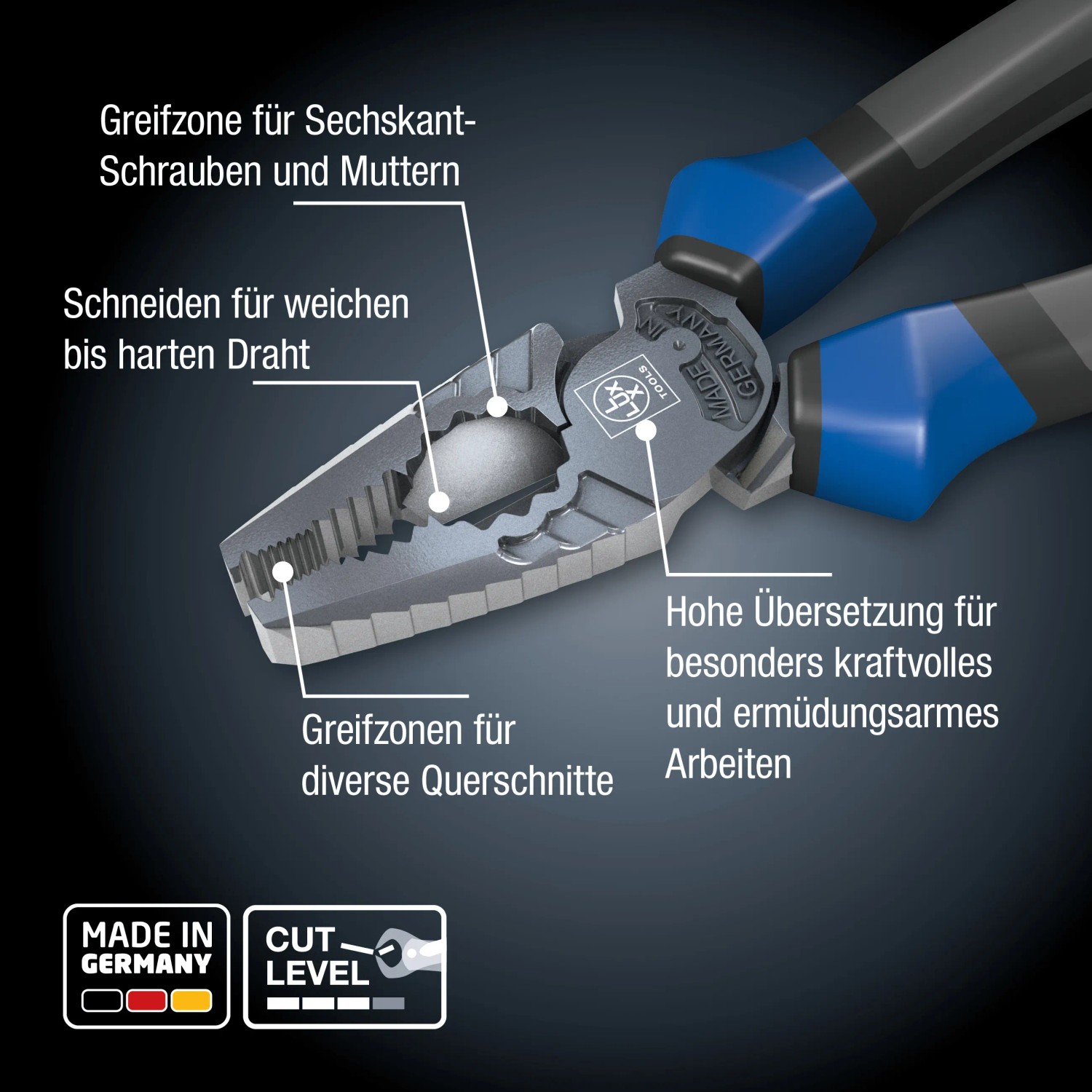 LUX-TOOLS PRO Kraft-Kombizange 3K-Griffe 160 mm kaufen bei OBI