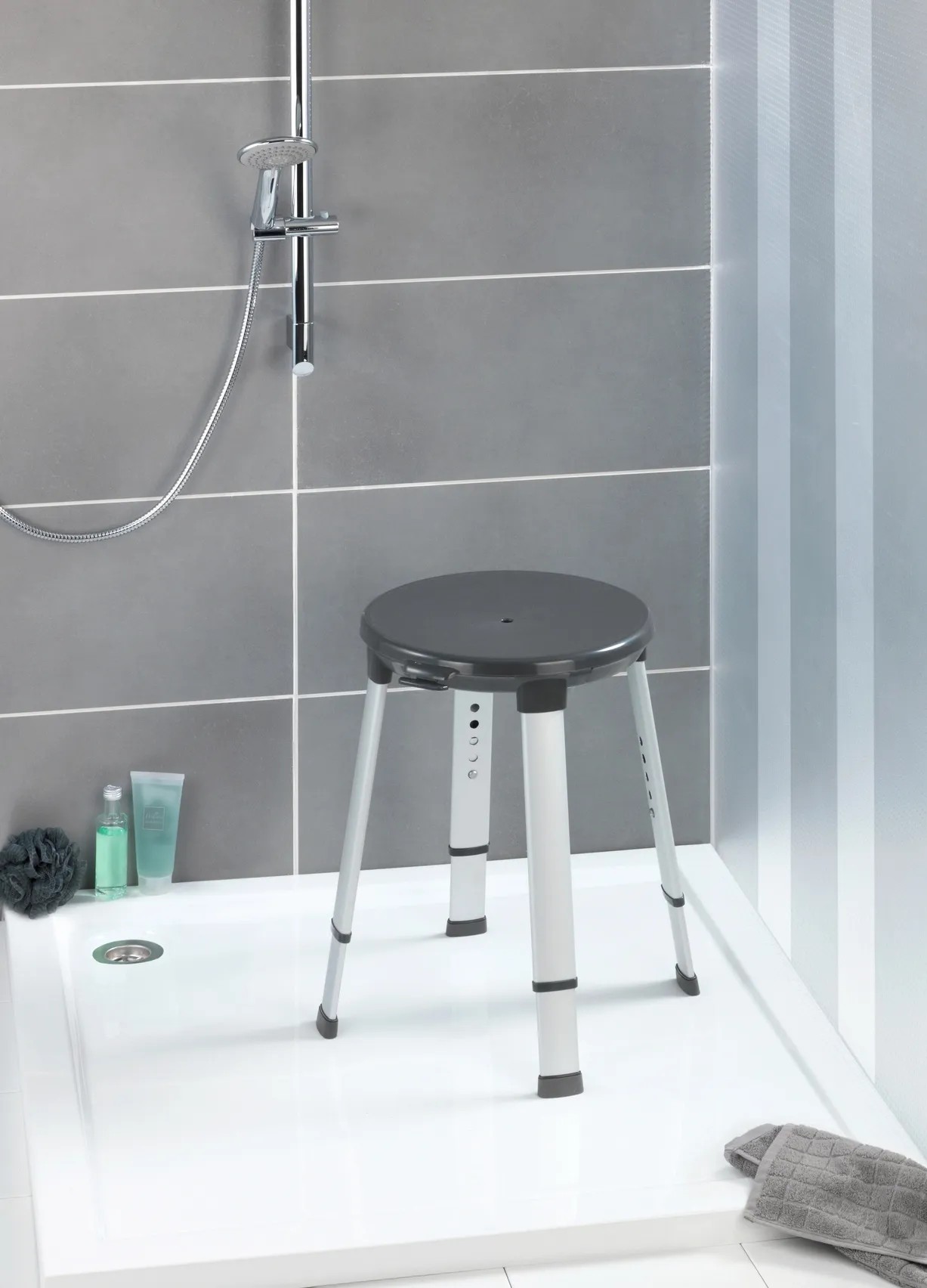 Duschhocker Secura Premium drehbar rund Anthrazit