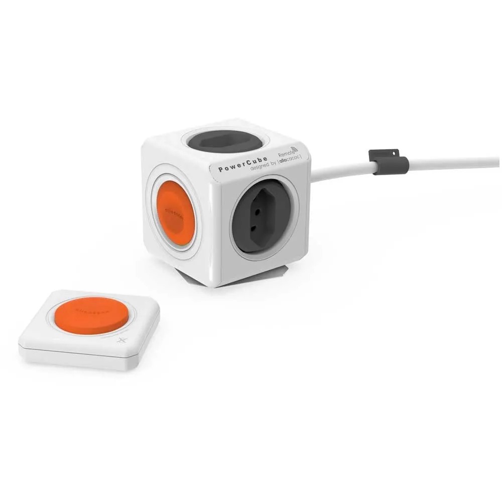 Allocacoc Steckdosenwürfel Powercube Extended Remote Weiss-Orange ...