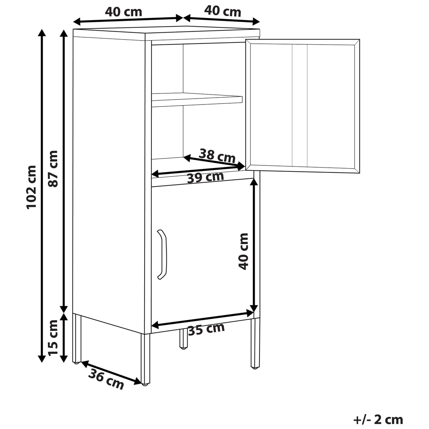Beliani Armoire de bureau Huron métal Vert (HxlxP) 102 x 40 x 40 cm