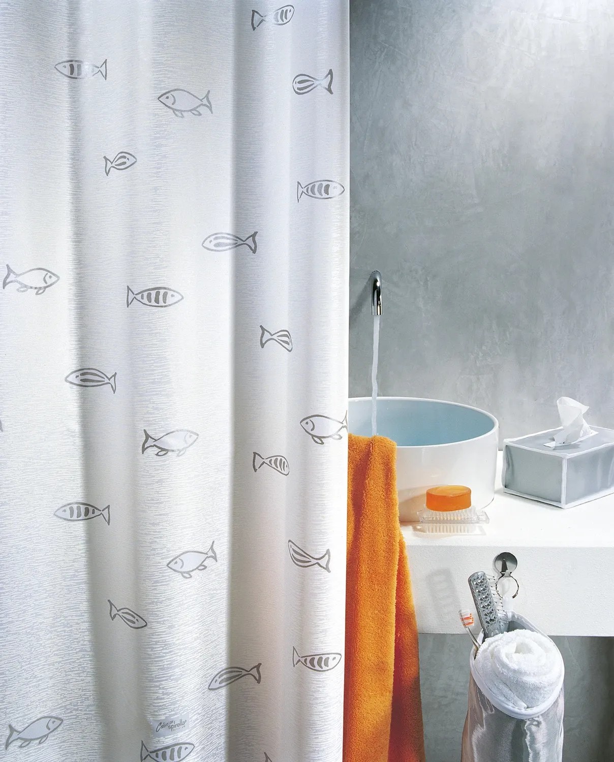 Spirella Textil-Duschvorhang Kos Silver 240 x 180 cm