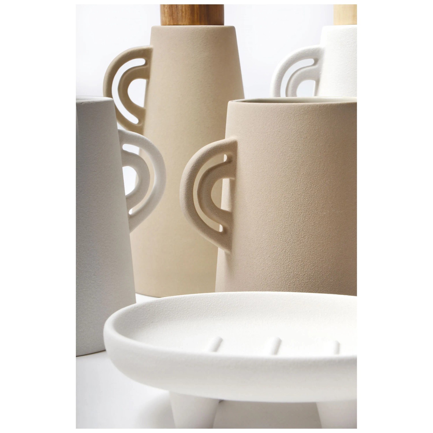 Spirella Zahnputzbecher Organic Stein Cappuccino Ø 9 x 12 cm