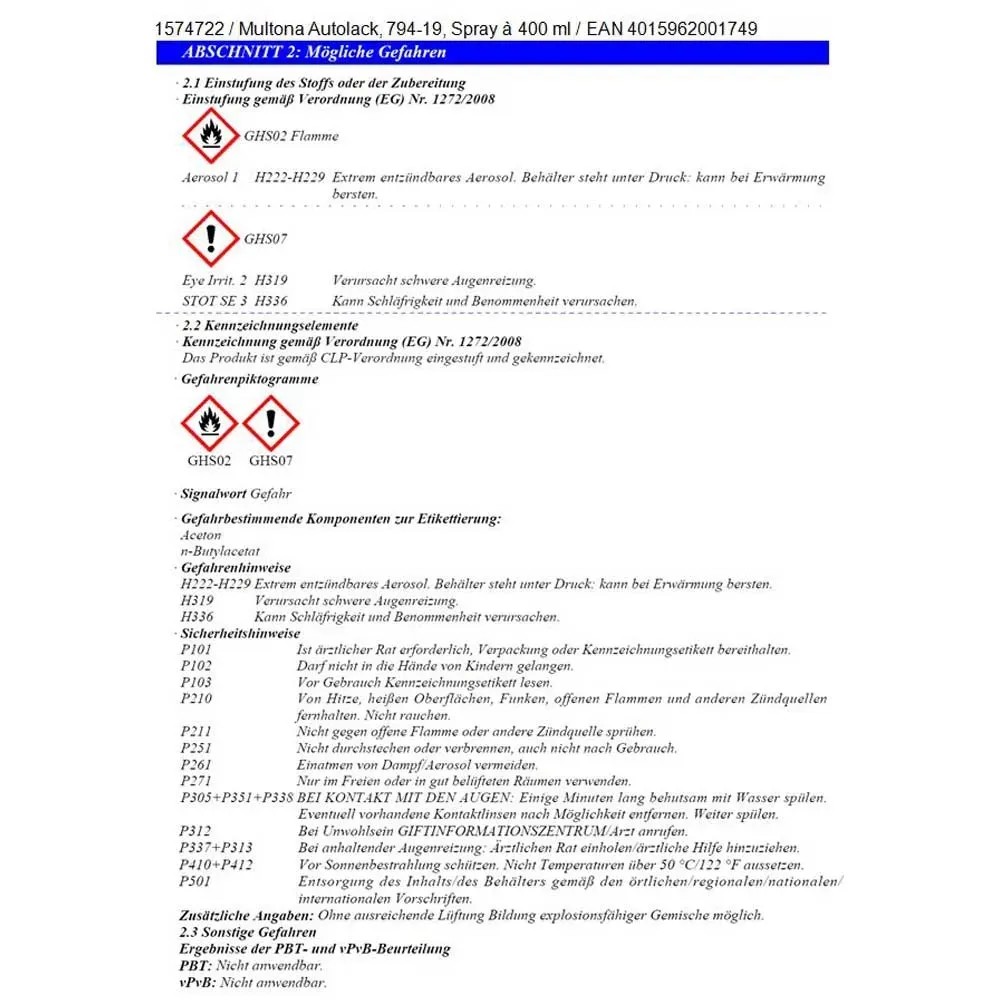 Multona Autolack 794-19 Spray 400 ml