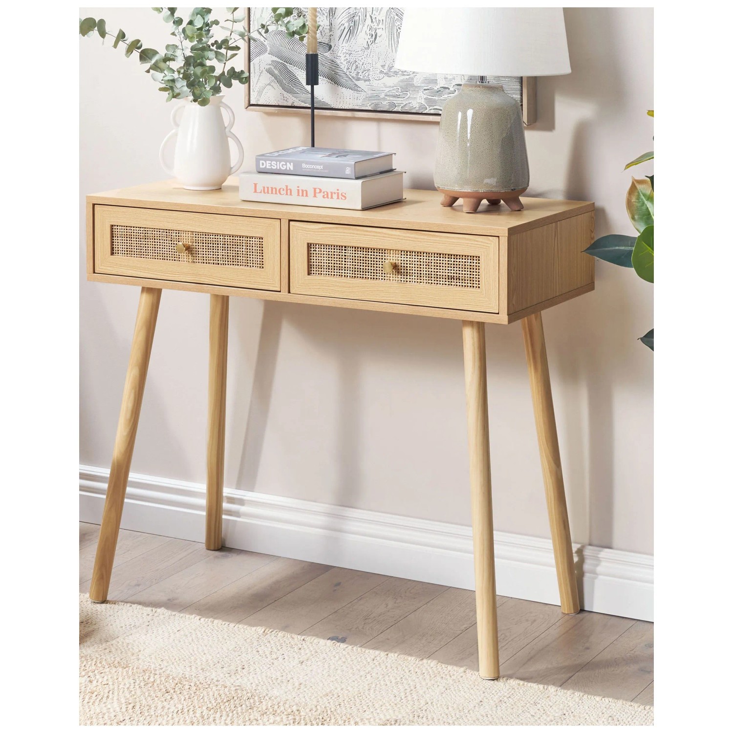 Beliani Table console Odell Panneau en fibres Marron (HxlxP) 79 x 88 x ...