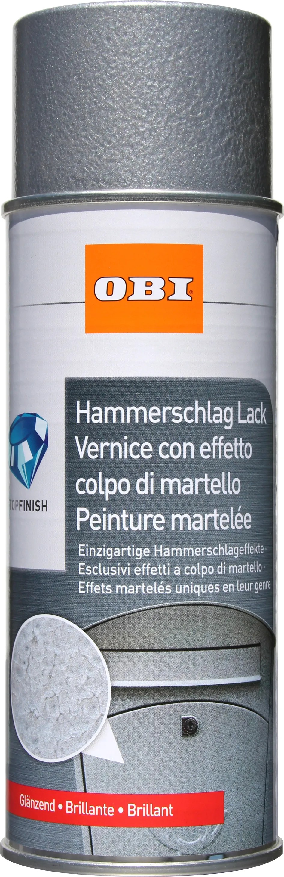 OBI Hammerschlag Lack Spray Silber glänzend 400 ml