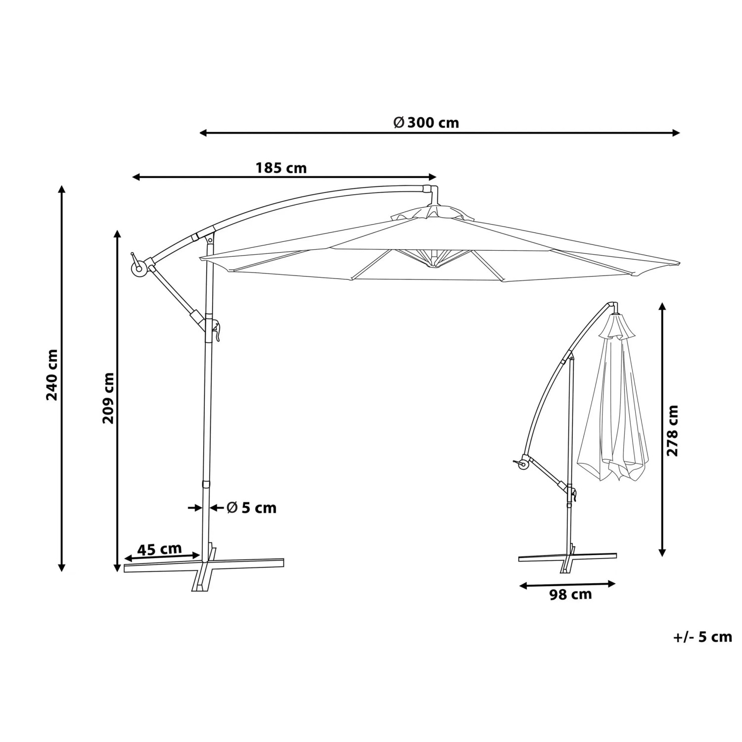 Beliani Parasol excentré Ravenna II Beige clair