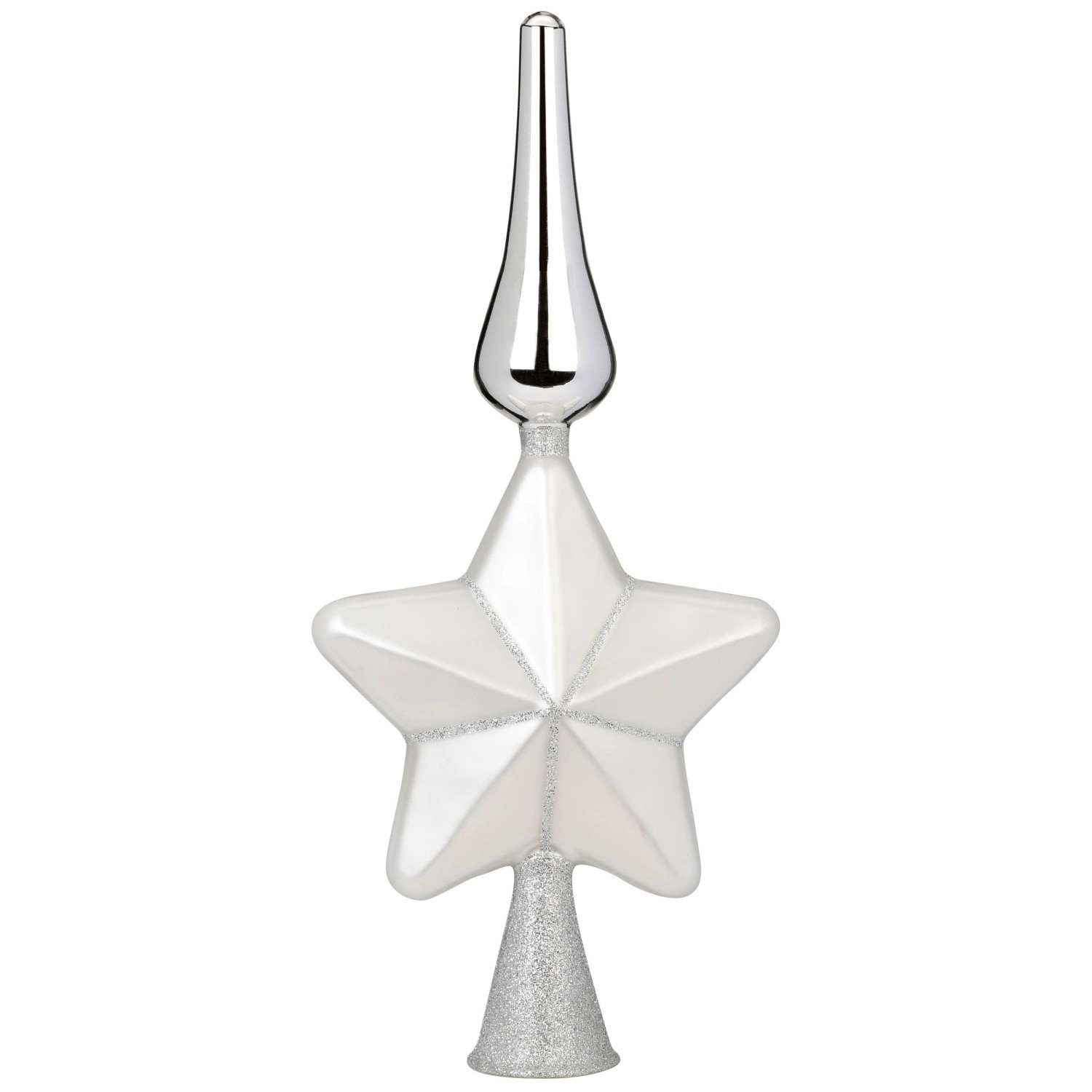 Magic Baumspitze Stern aus Glas Frosty Silver 29 cm kaufen bei OBI