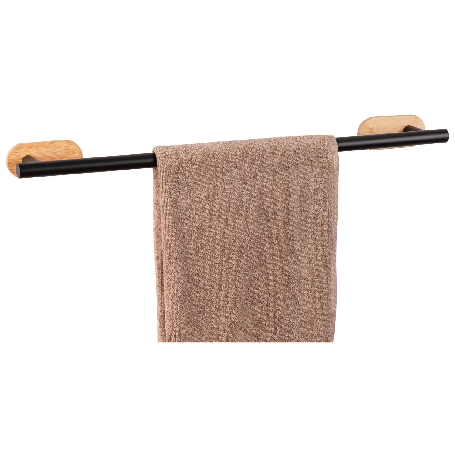 Wenko Handtuchhalter Turbo-Loc Uno Orea Bamboo Edelstahl Schwarz 60 x 7 cm