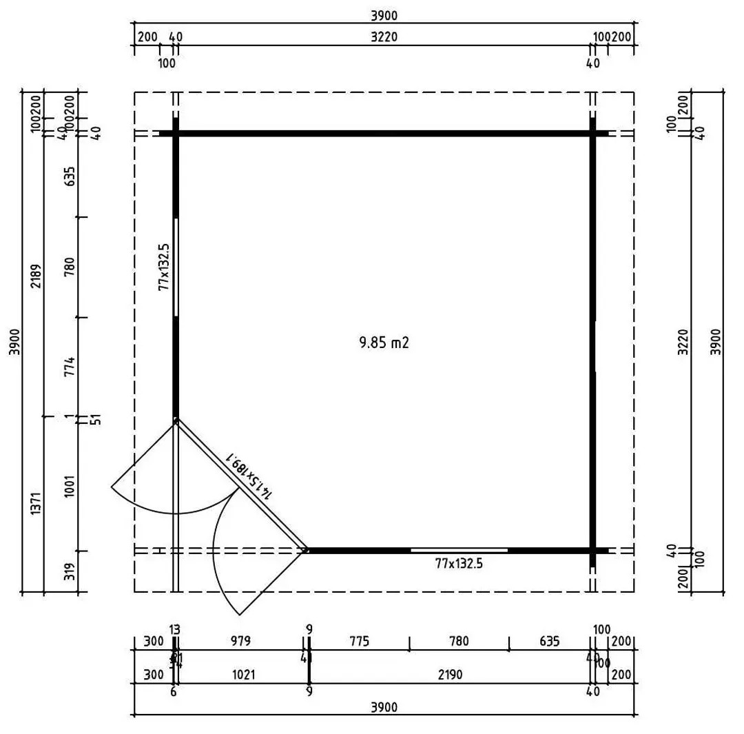 Alpholz Gartenhaus Oregon-40 Flachdach 390 cm x 390 cm Weiss