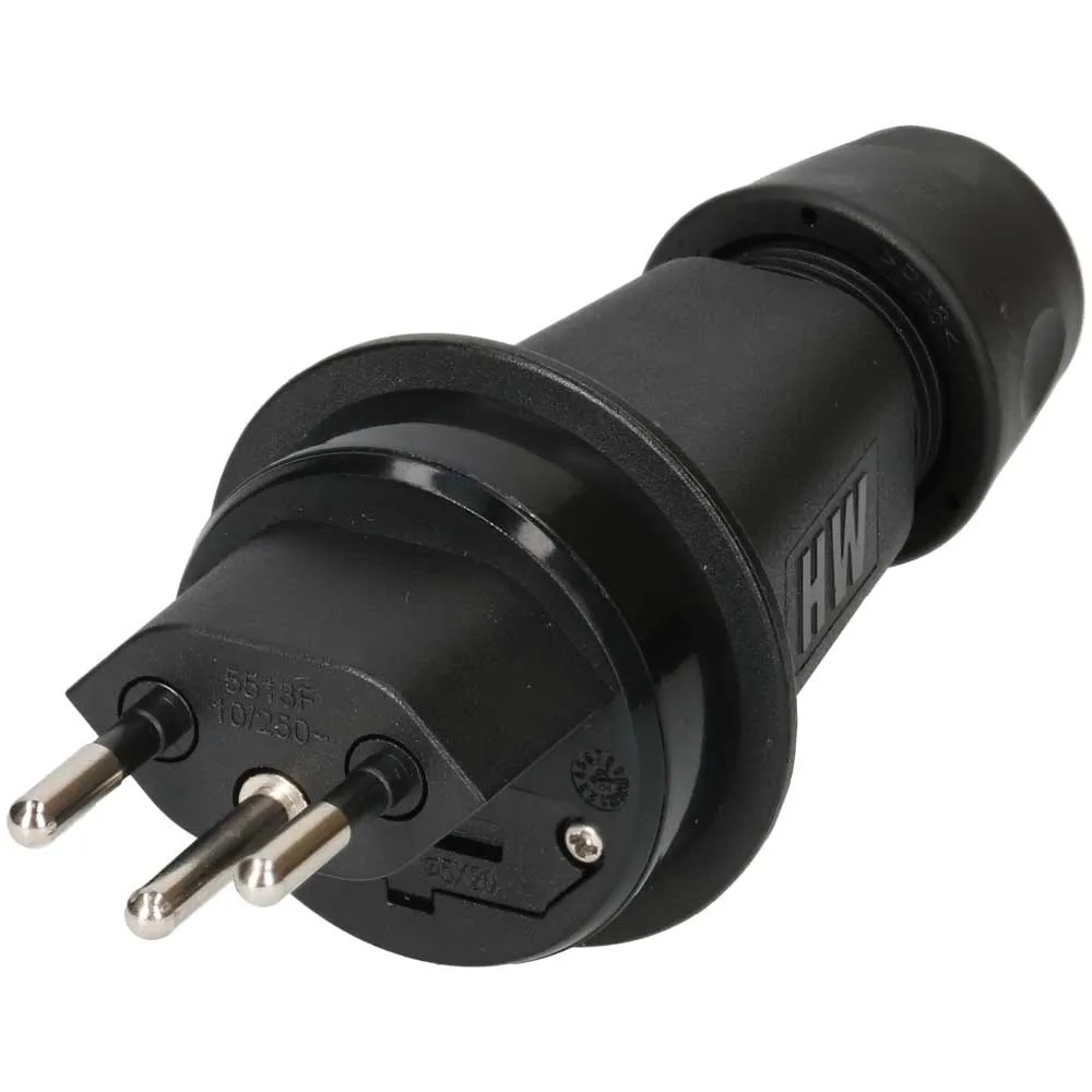 Stecker T13 3-polig IP55 Sicherung Schwarz 10 A