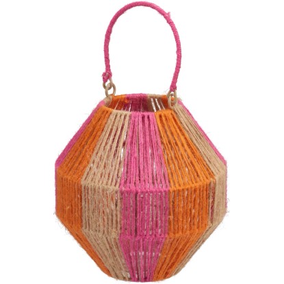 Lanterne jute avec insert en verre 21,5 cm assorti / 1 pc
