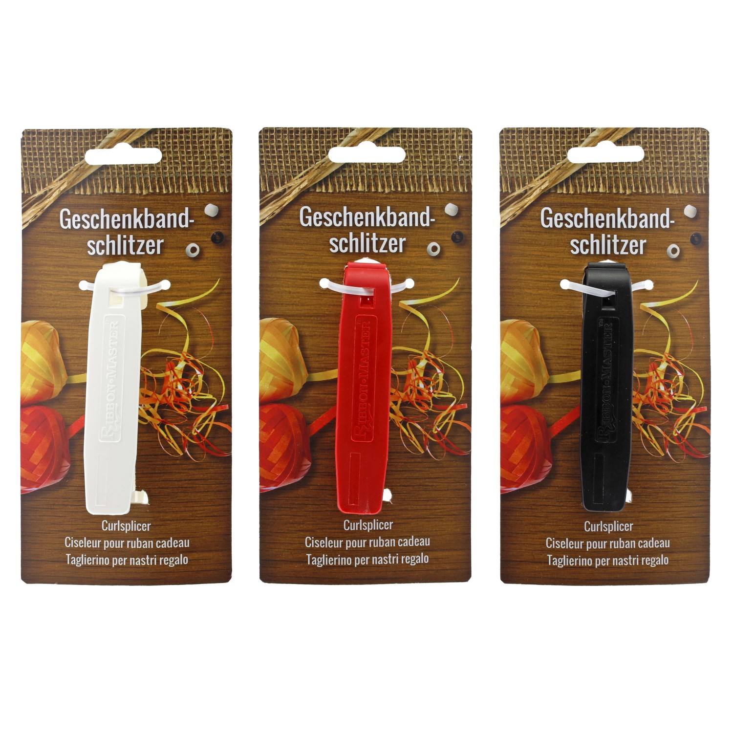 Ciseleur pour ruban cadeau Rouge / Blanc / Noir / 1 pc