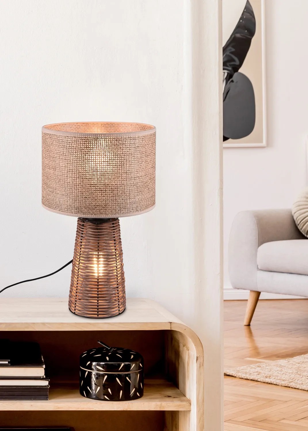 Tischleuchte Straw E27 Strohgeflecht Braun kaufen bei OBI