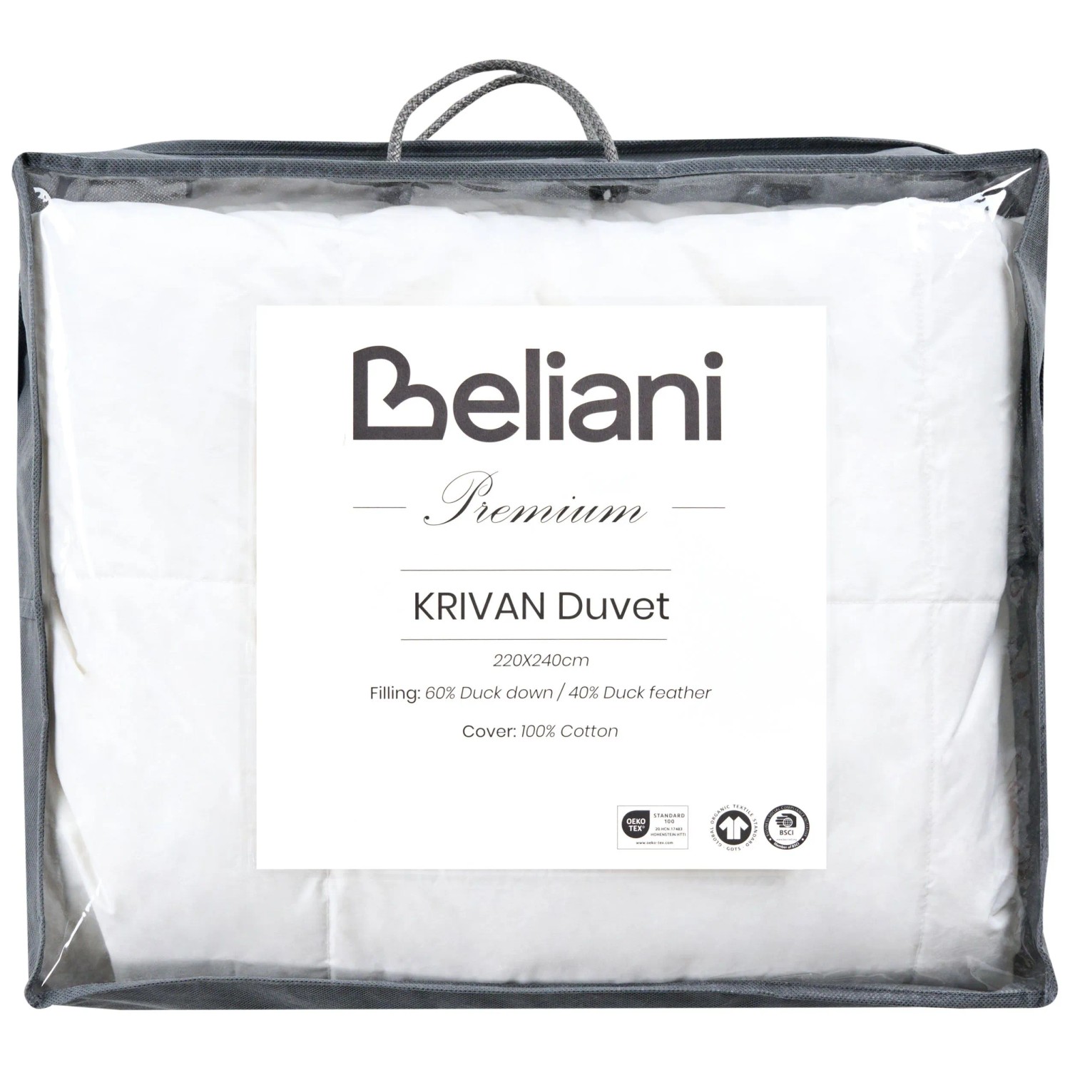 Beliani Bettdecke Krivan Entendaunen Weiss 220 x 240 cm