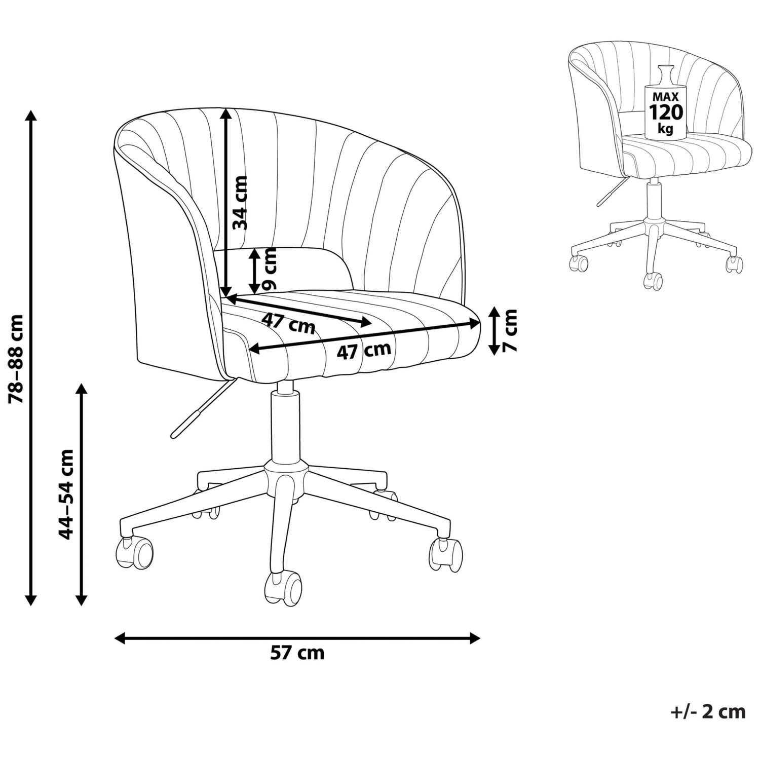 Beliani Chaise de bureau Katonah en velours rose