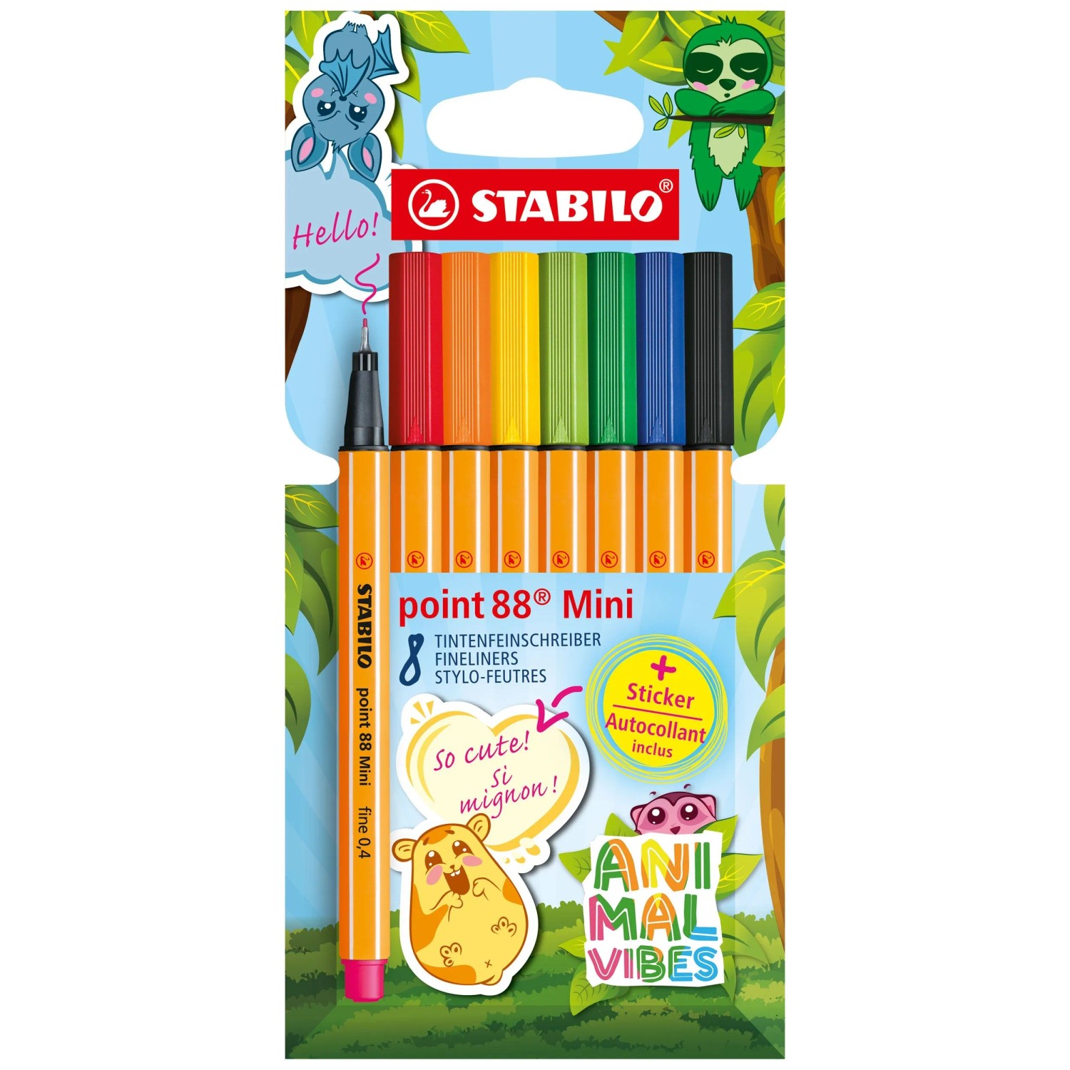 Stabilo Fineliner Point 88 Mini Animal Vibes 8 pcs