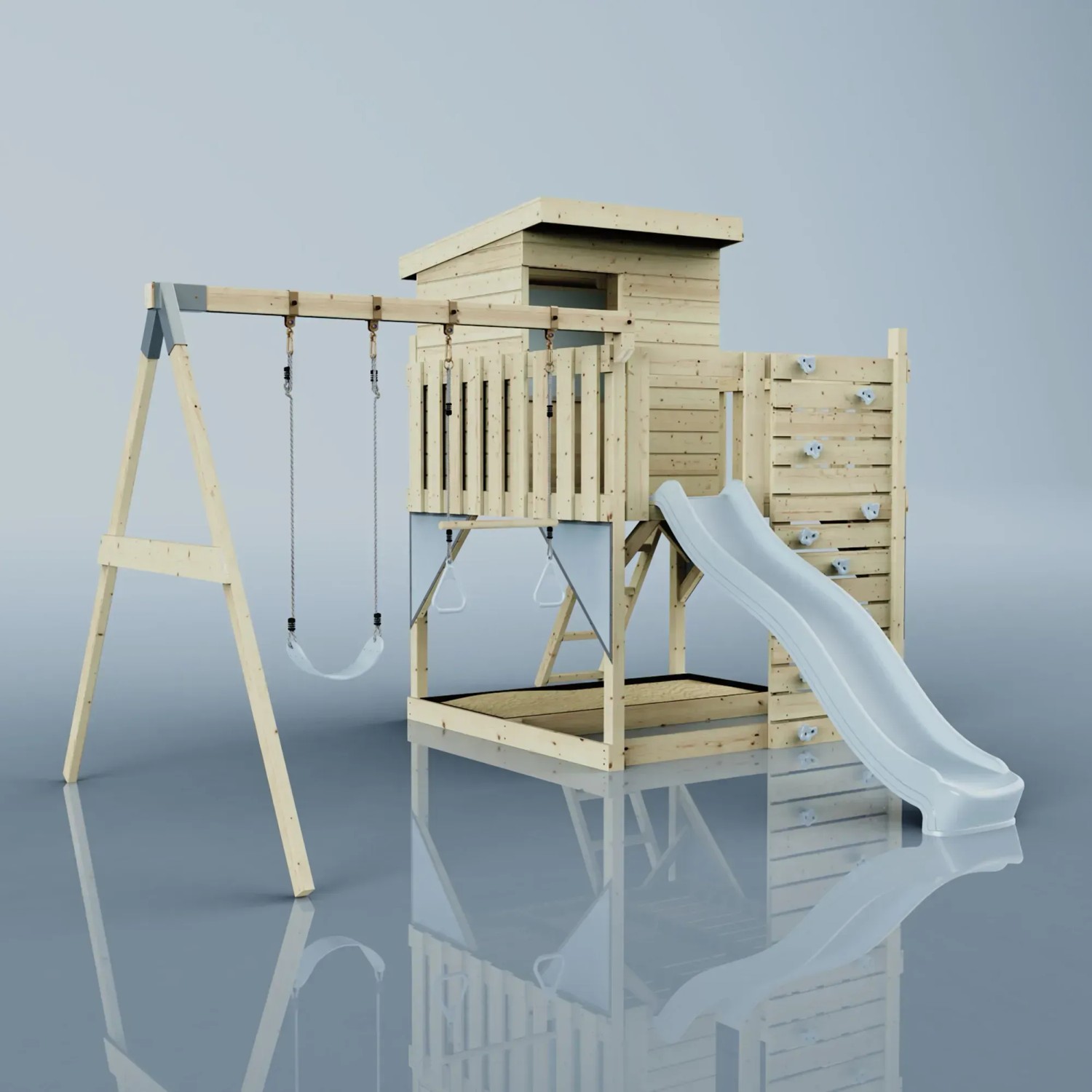 Schne Spielturm Mit Einer Schaukel Und Rutsche Fotos